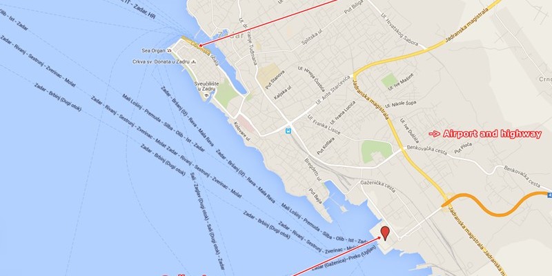 Zadar ferry terminal, catamaran and car ferry departures