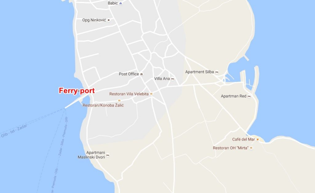 Silba ferry terminal, catamaran and car ferry departures