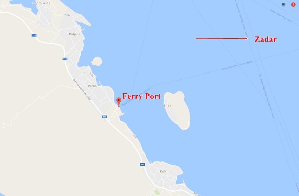 Preko ferry terminal, getting to and from Preko Ugljan